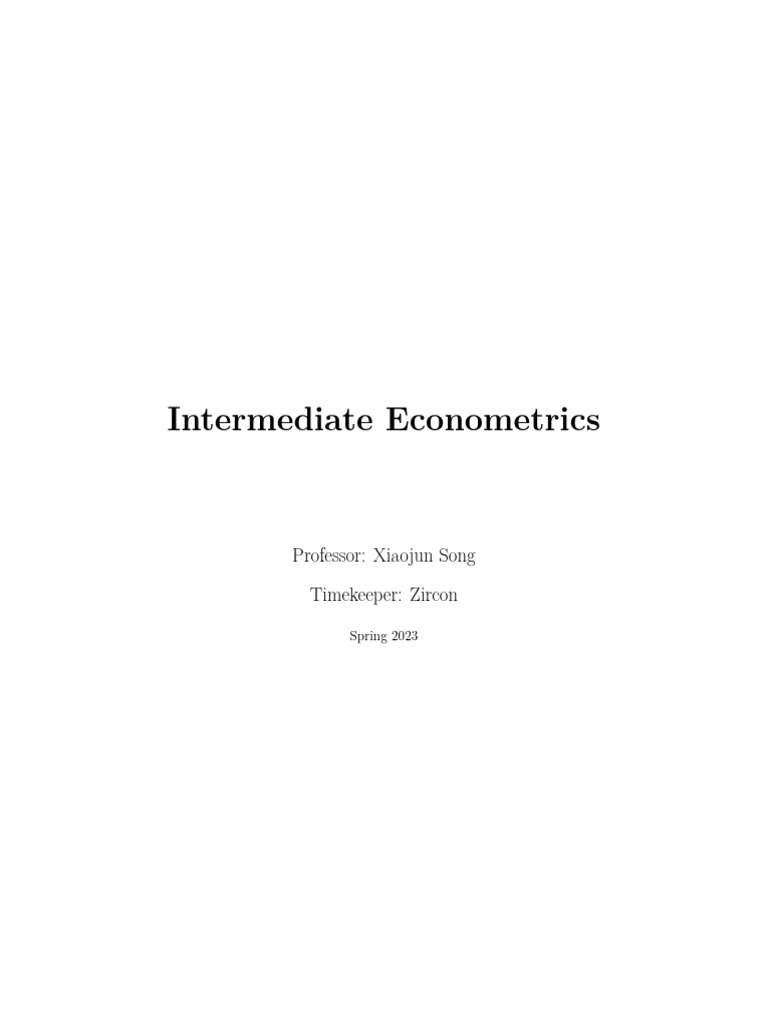 Intermediate Econometrics | PDF
