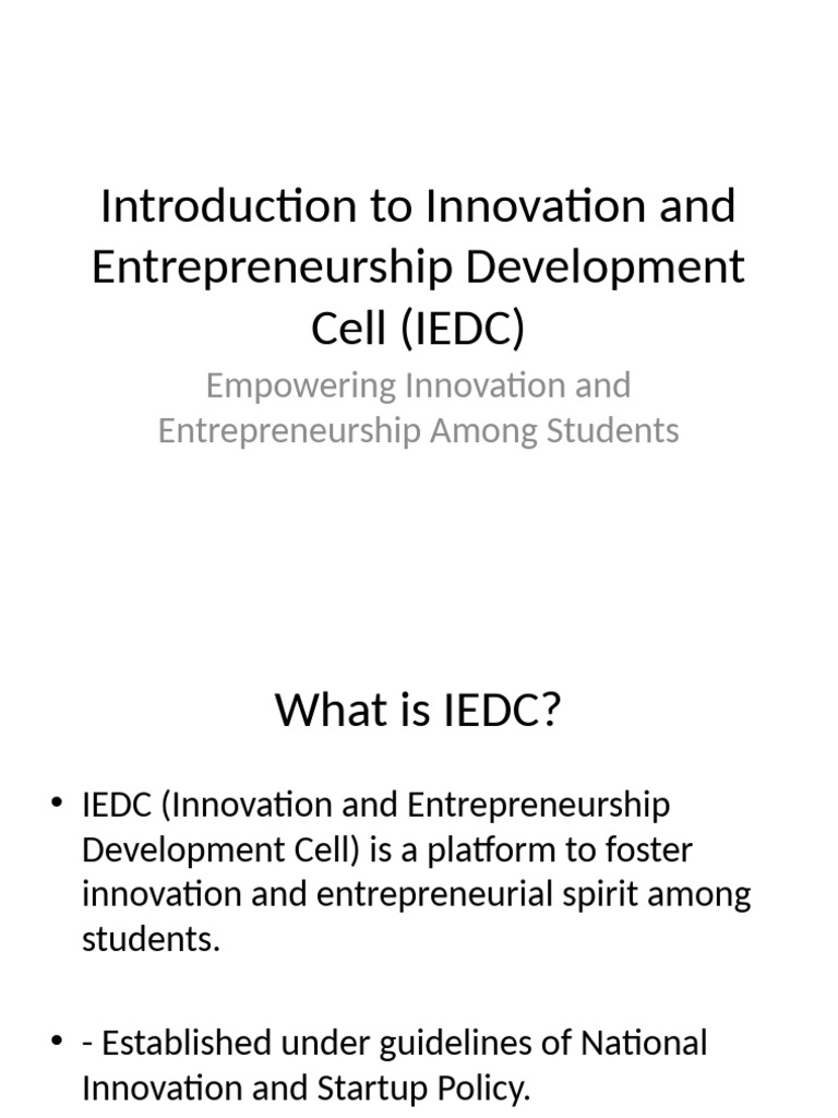 Understanding IEDC for Students | PDF | Startup Company | Small ...
