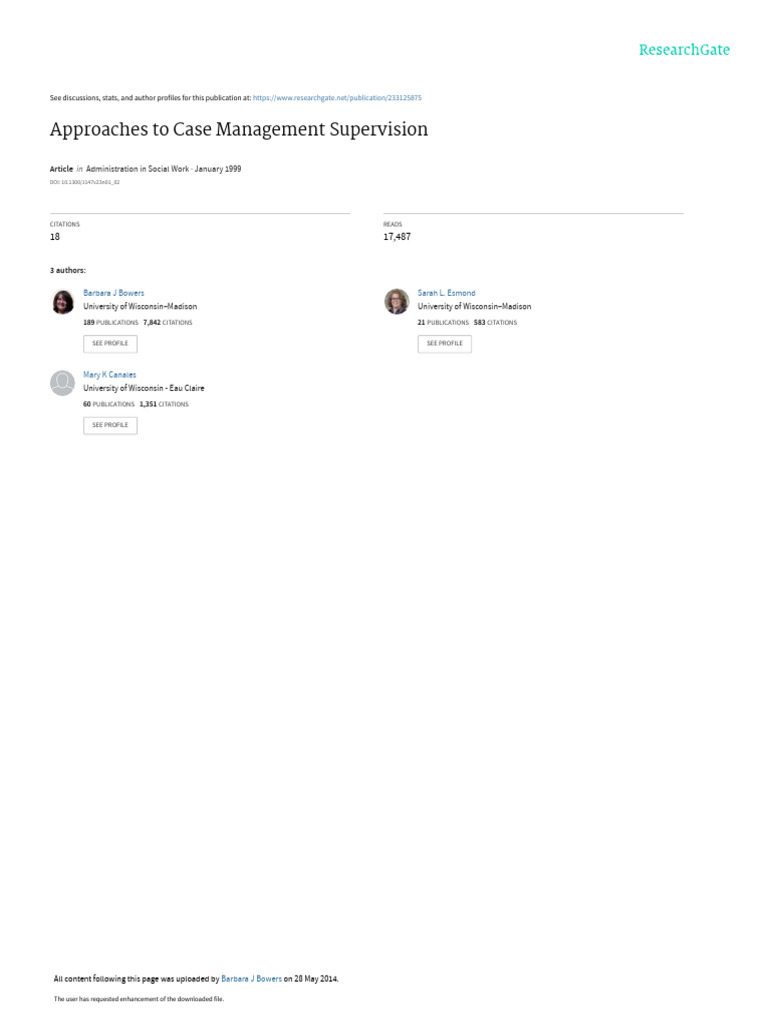 Approaches To Case Management Supervision | PDF | Decision Making