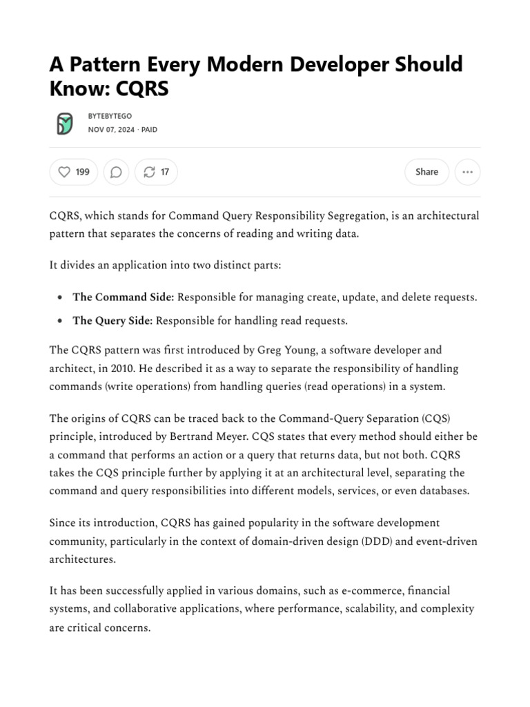 A Pattern Every Modern Developer Should Know - CQRS | PDF | Databases ...