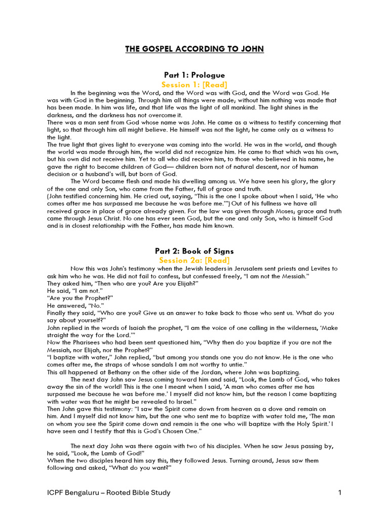 Gospel of John | PDF | Jesus | John The Baptist
