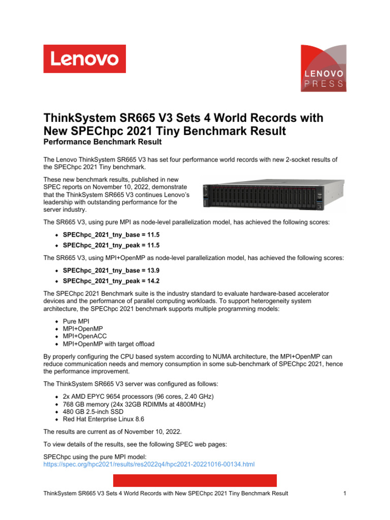 ThinkSystem SR665 V3 Sets 4 World Records | PDF | Graphics Processing ...