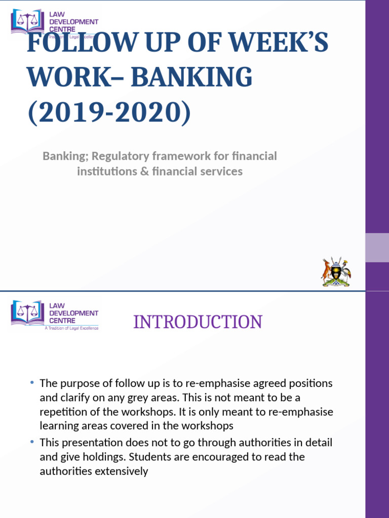 Follow Up of Week's Work - Slides. CCP Term III Week 2 - Banking | PDF ...