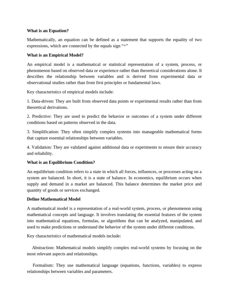 Mathematical and Economic Models Explained | PDF | Demand | Elasticity ...