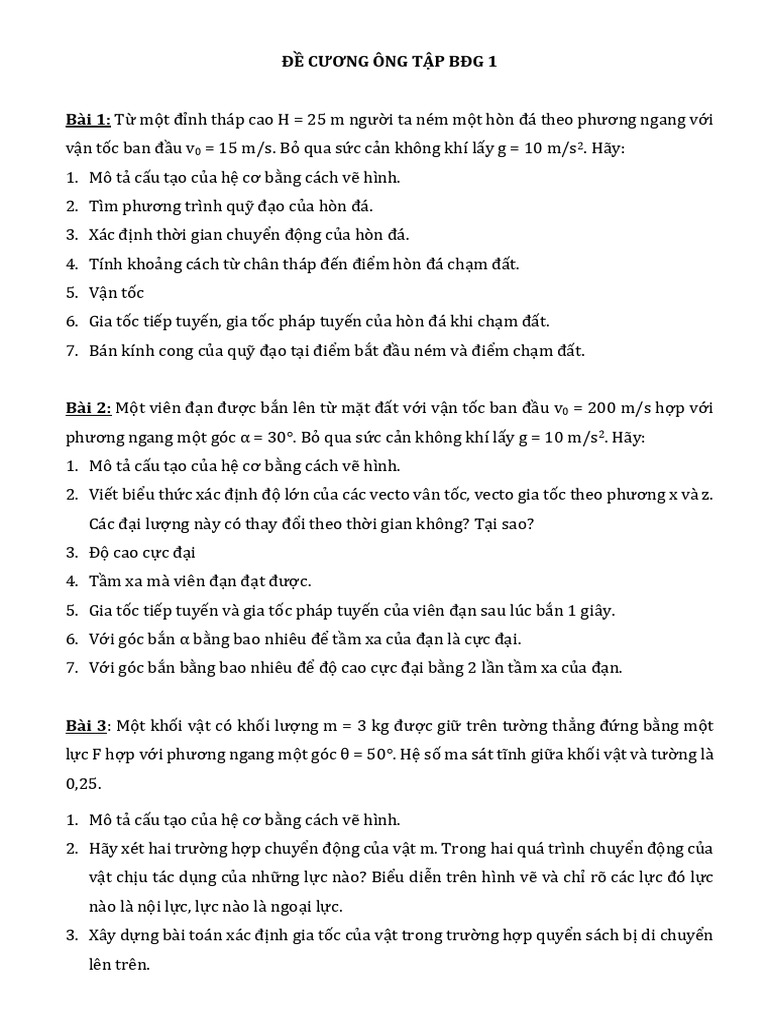 DE CUONG ÔN TẬP BDG1 VL1 K69 | PDF