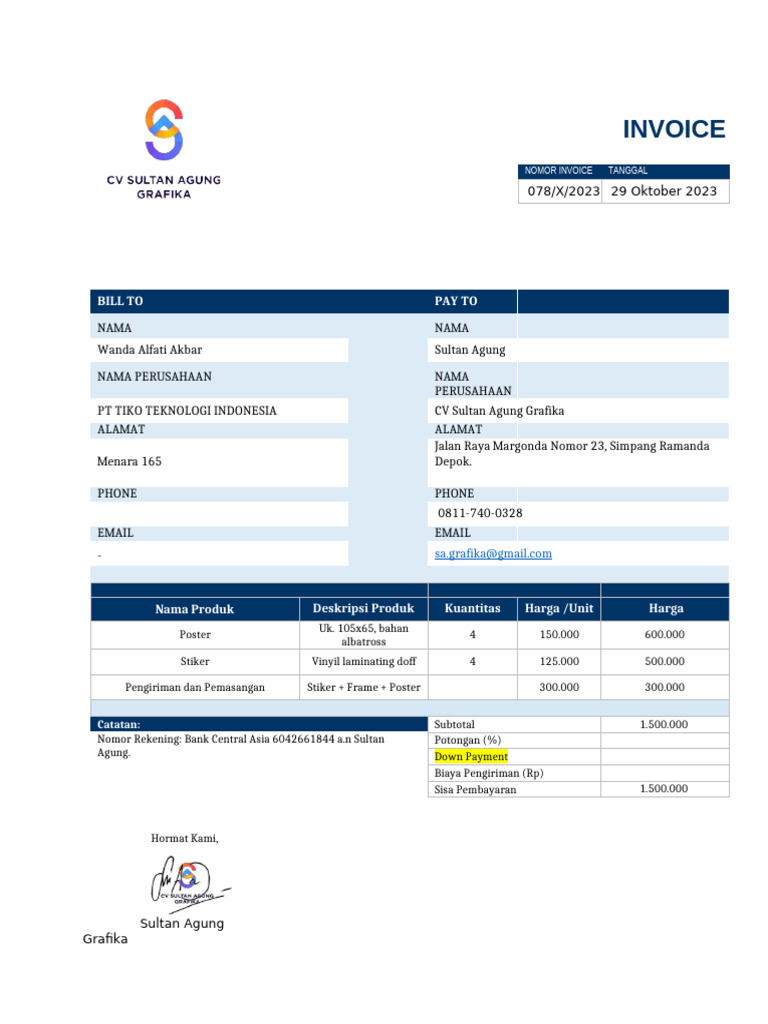 Invoice PT Tiko - Sticker | PDF