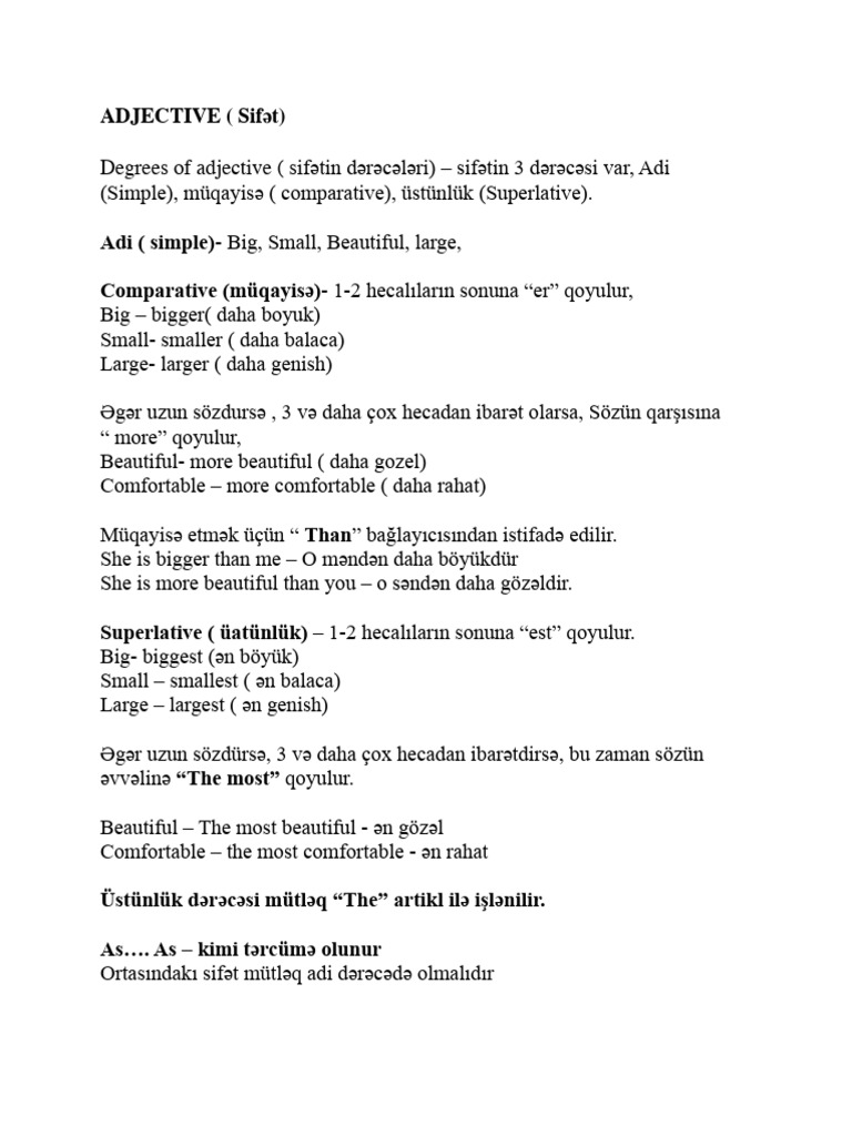 Adjective Degree | PDF