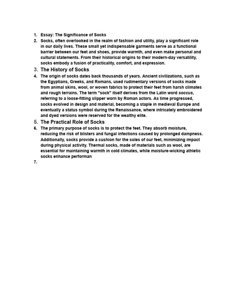Essay On Socks | PDF