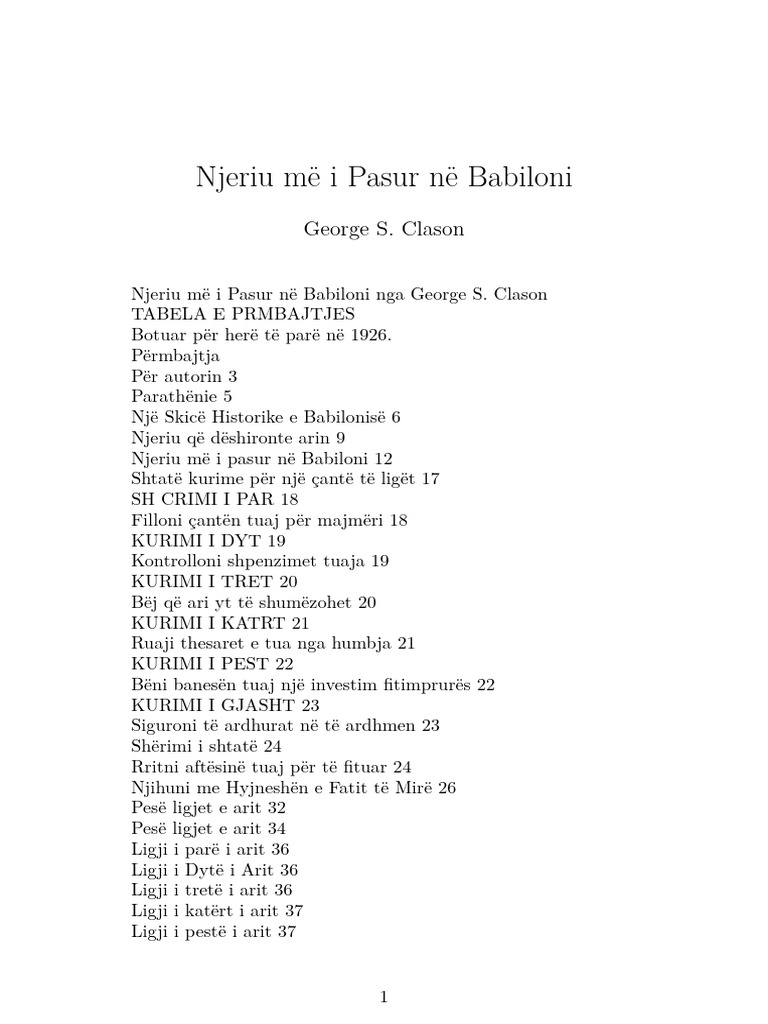 Njeriu Me I Pasur I Babilonise - George S. Clason | PDF