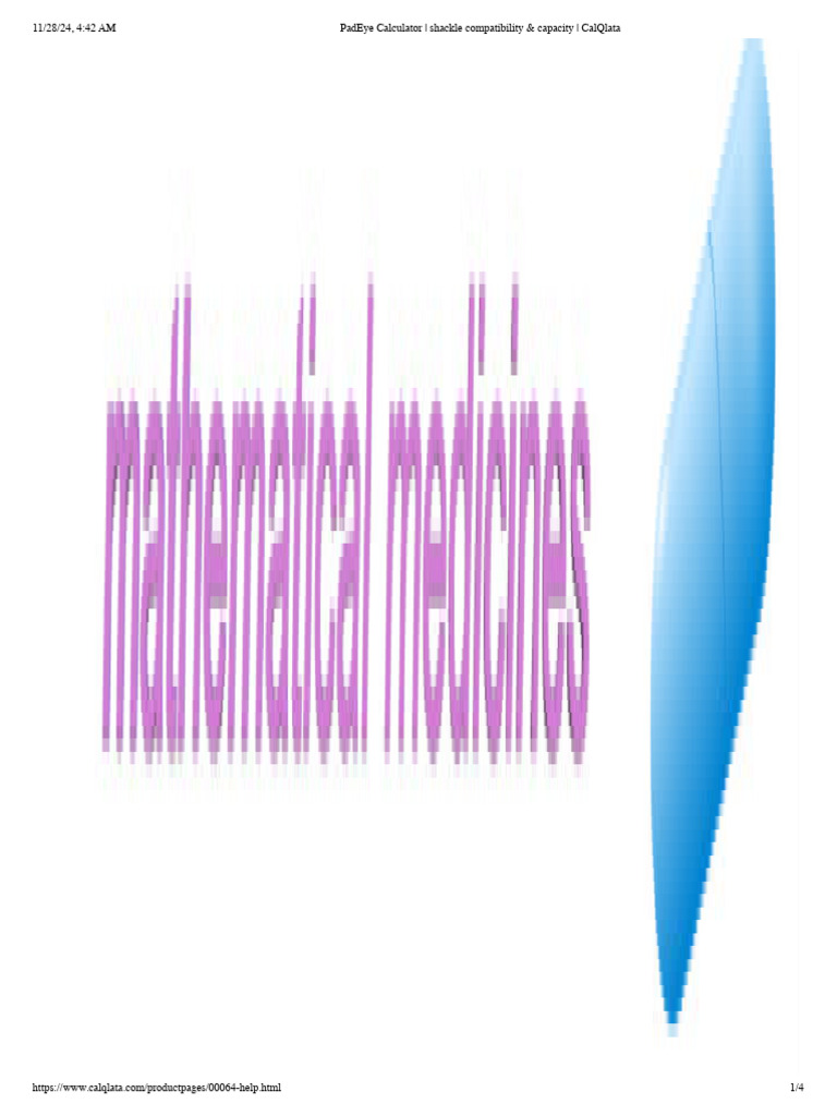 PadEye Calculator - Shackle Compatibility & Capacity - CalQlata | PDF | Stress (Mechanics) | Bending