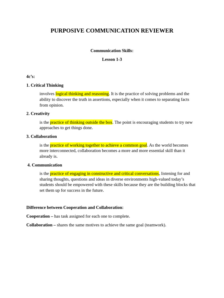 Purposive Communication Reviewer | PDF | Communication | Nonverbal ...