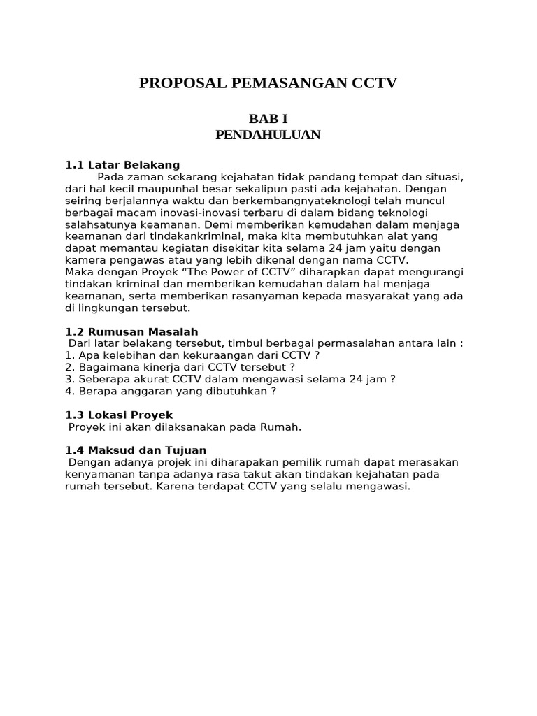 PROPOSAL PEMASANGAN CCTV P Pur | PDF