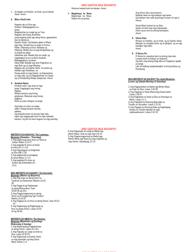 Guide Rosaryo Bisaya | PDF