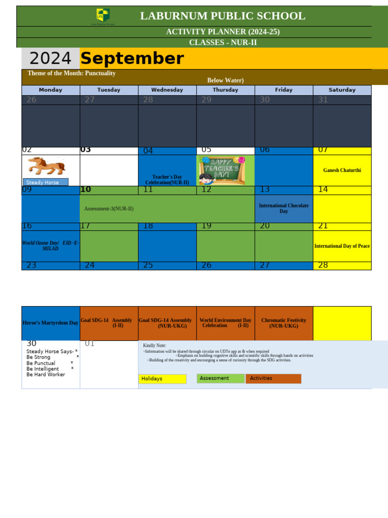 ACTIVITY Calendar September 2024-25 (NUR-II) | PDF | Observances