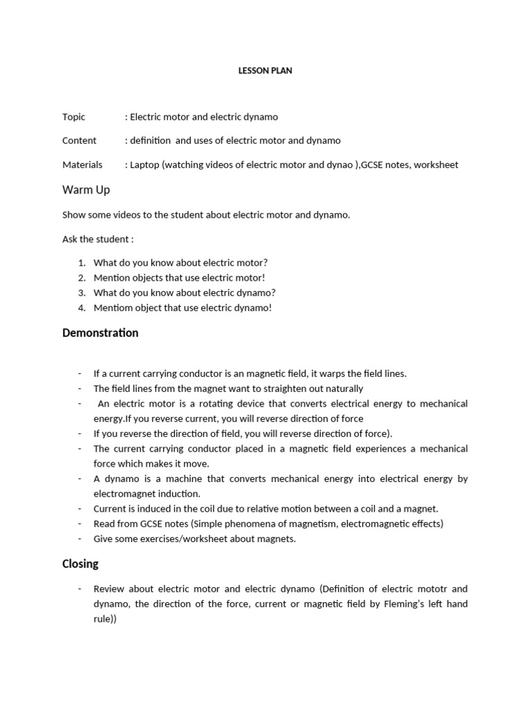 LESSON PLAN (Magnetism) | PDF