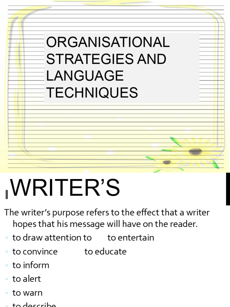 Language Techniques in Writing Purpose | PDF | Sentence (Linguistics ...