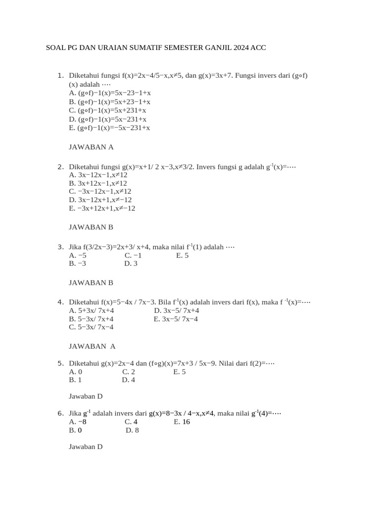 Firda Soal PG Sumatif Semester Ganjil 2024 Acc | PDF