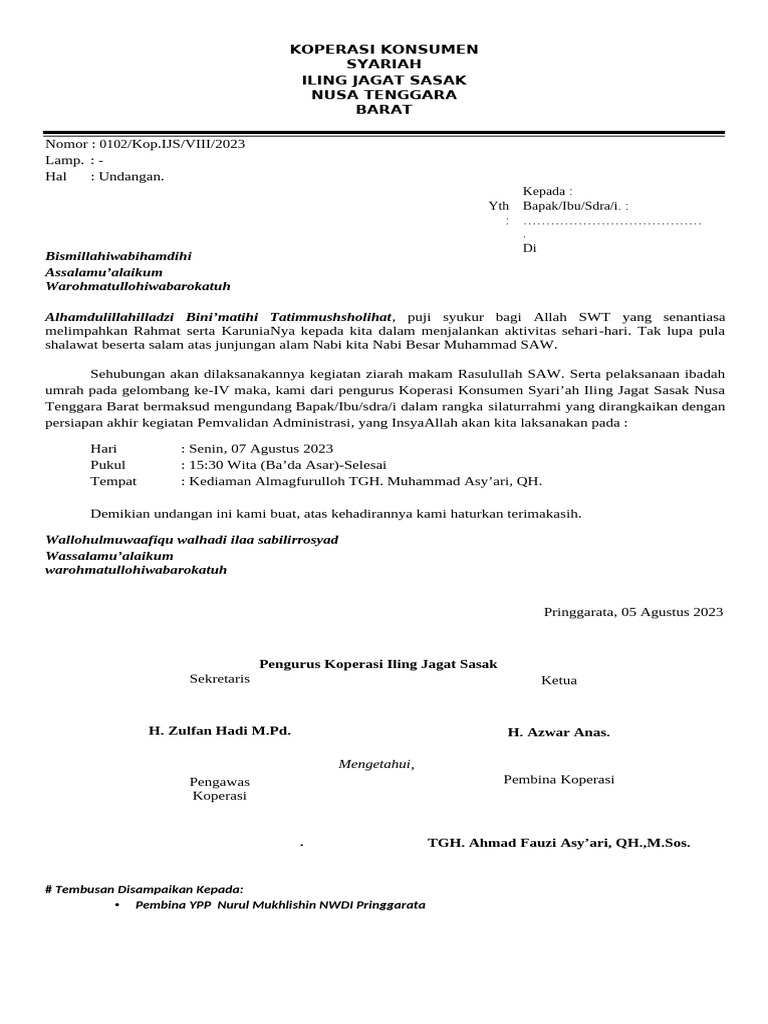 003 Surat Undangan Persiapan | PDF