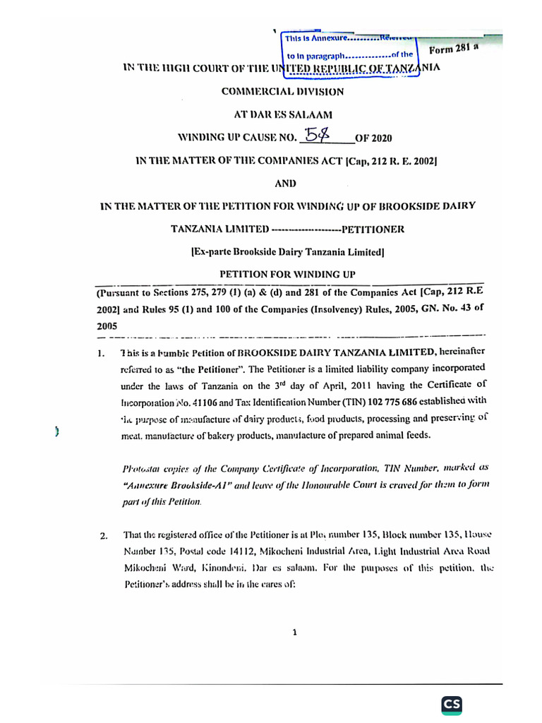 Winding Up Petition | PDF