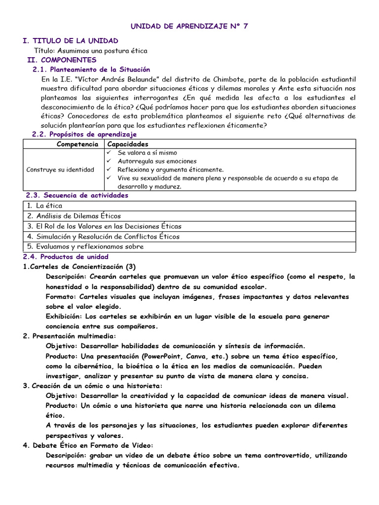 Unidad de Aprendizaje | PDF