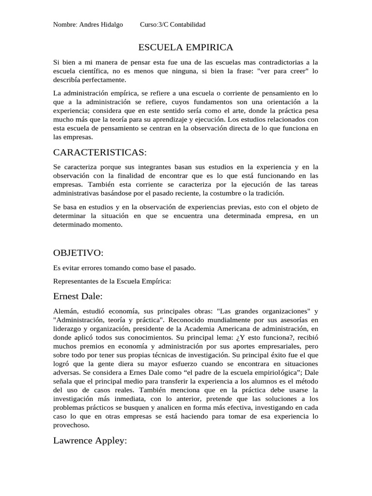 Escuela Empírica en Administración Empresarial | PDF | Empirismo | Teoría