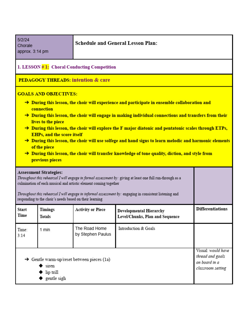ACDA Conducting Competition Lesson Plan | PDF | Choir | Conducting
