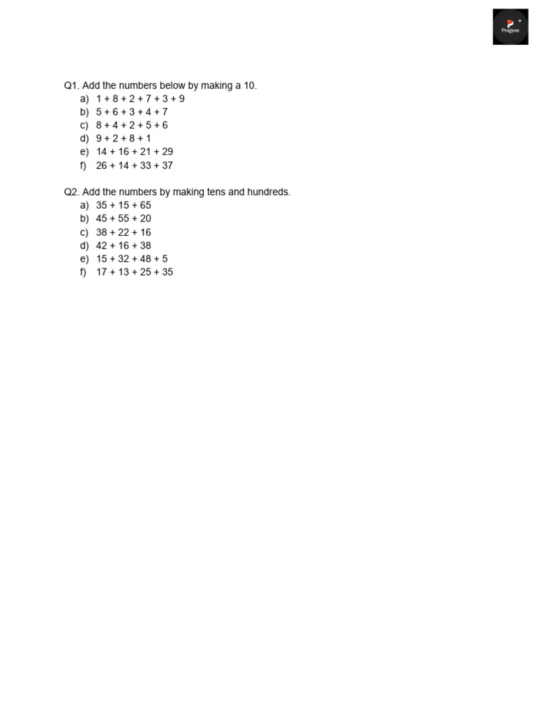 Addition Facts | PDF