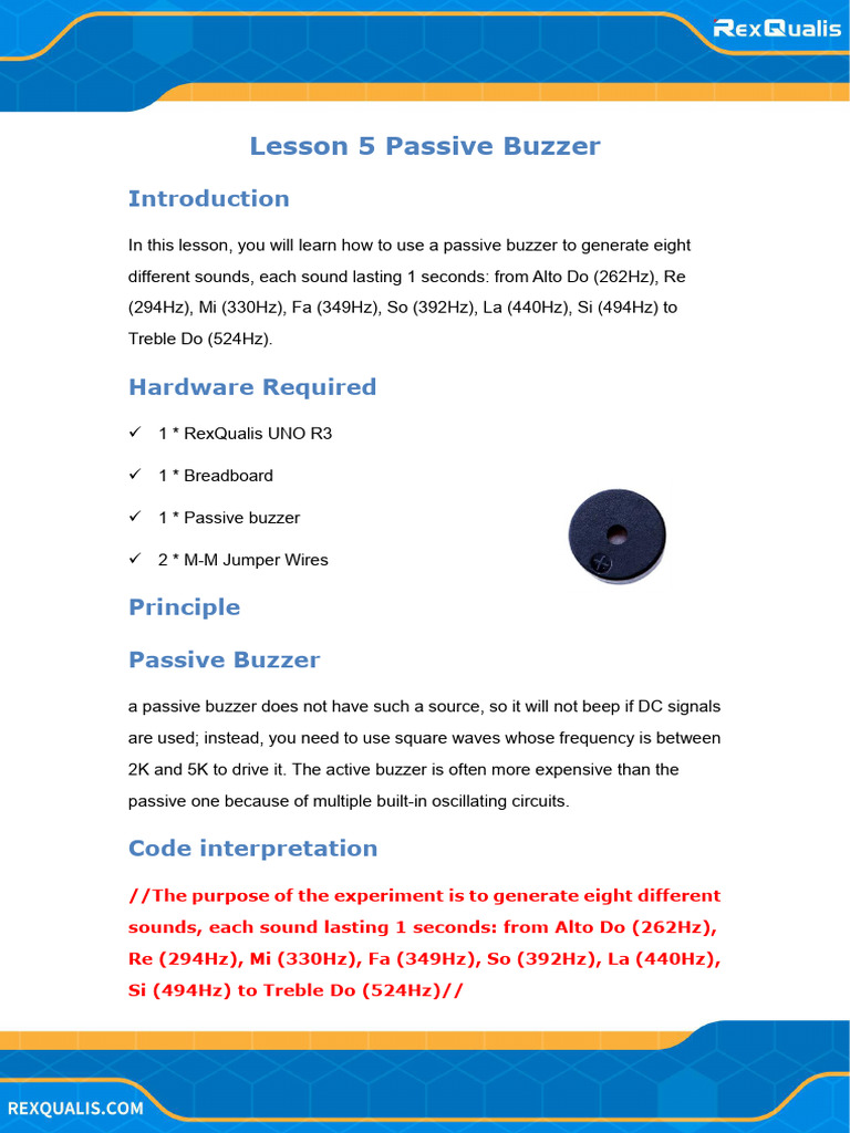 Lesson 5 Passive Buzzer | PDF