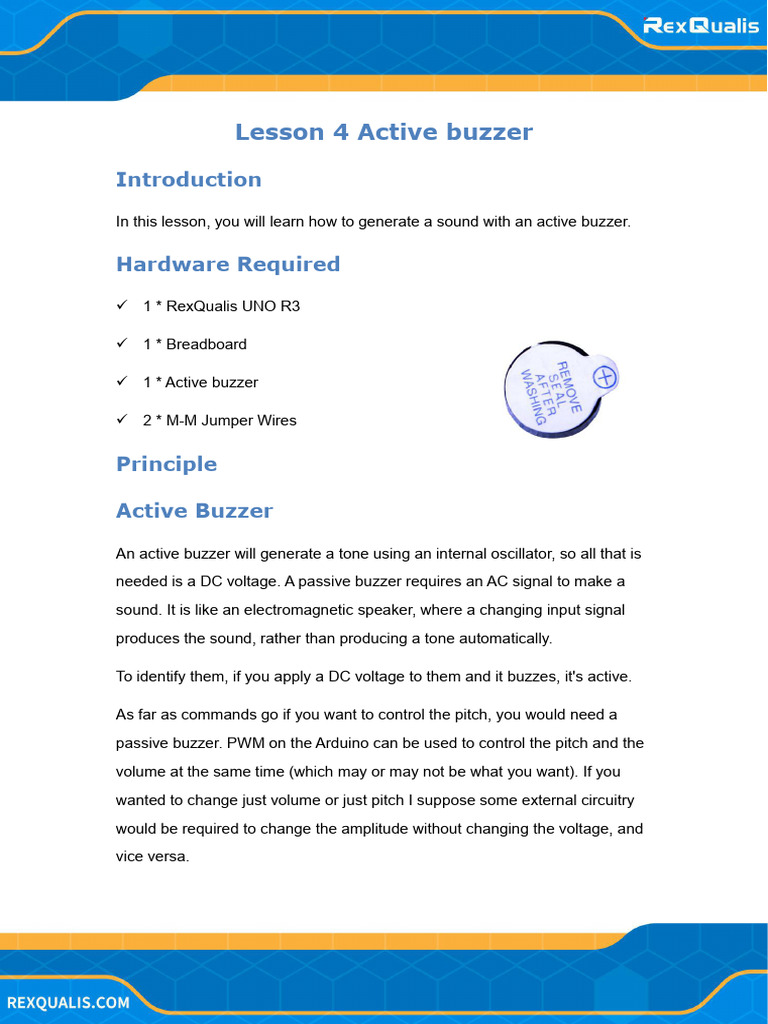 Lesson 4 Active Buzzer | PDF