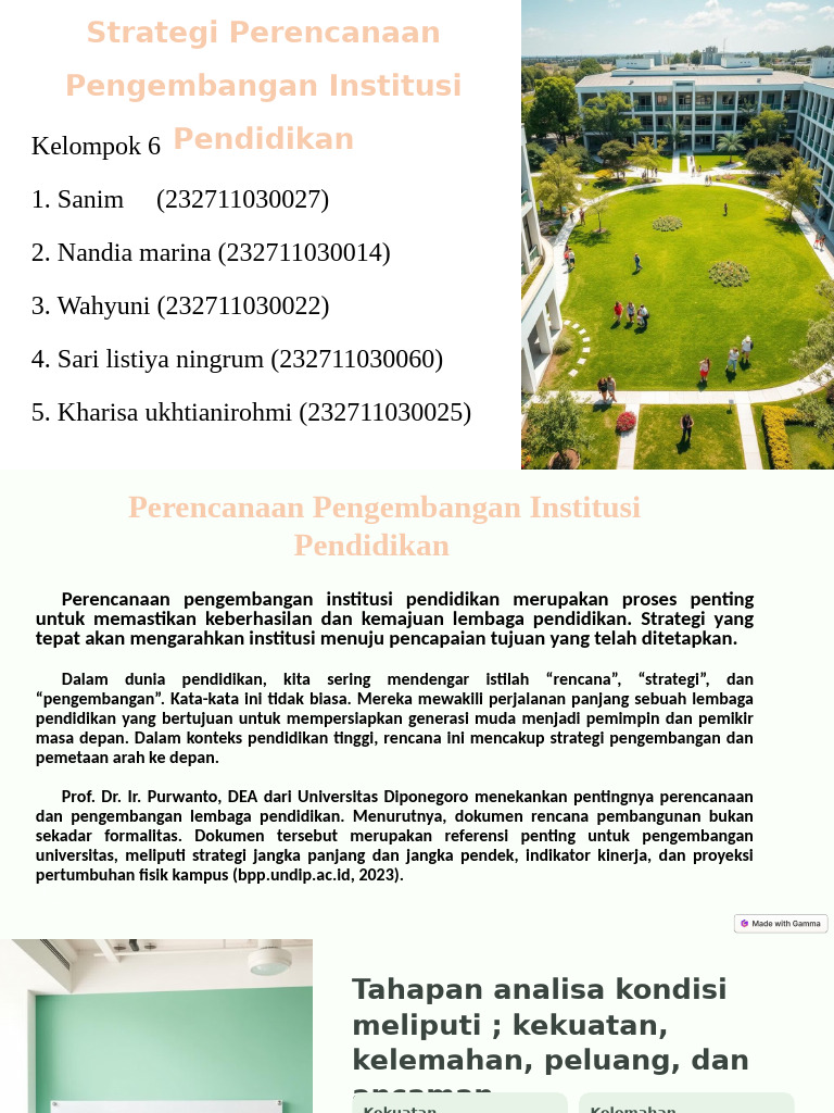 Kelompok 6 Strategi Perencanaan Pengembangan Institusi | PDF