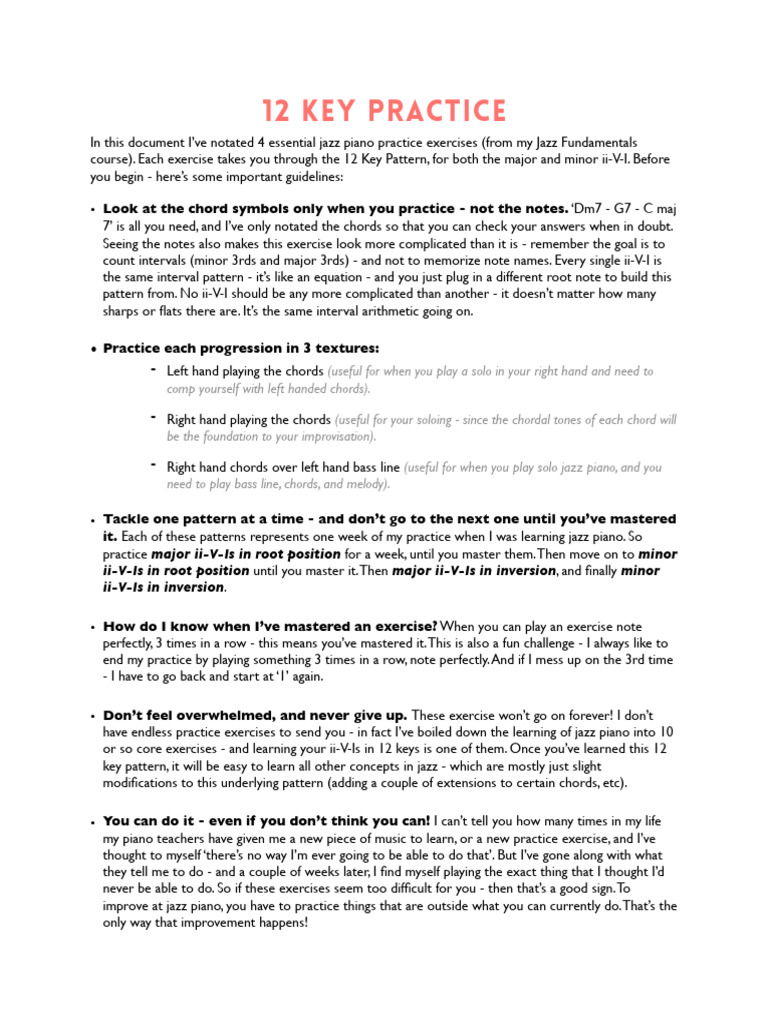 12 Key Practice Documents | PDF | Chord (Music) | Jazz