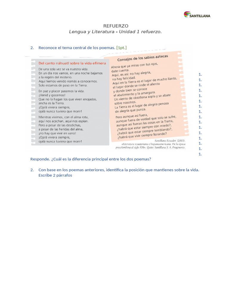 Refuerzo 2 Lengua y Literatura | PDF