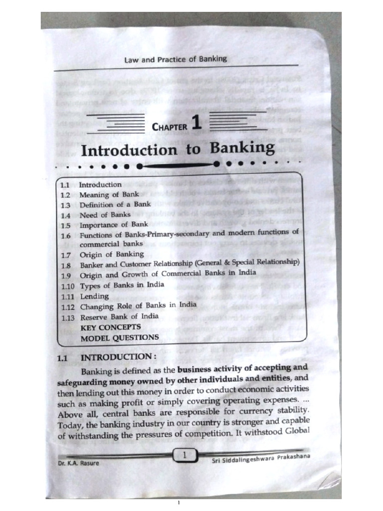 Banking Chapter 1 | PDF