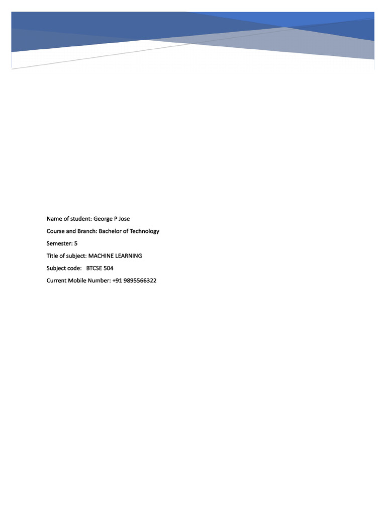 Btcse 504 Machine Learning | PDF | Regression Analysis | Machine Learning