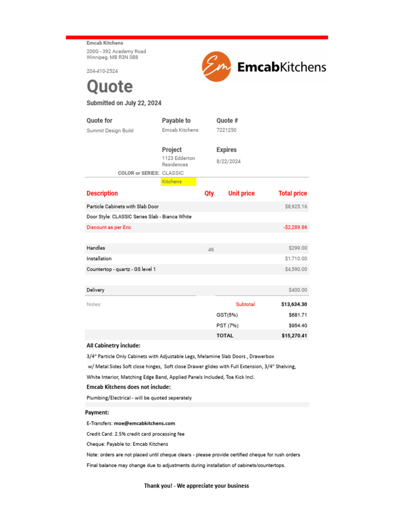 Edderton Residences Quotes | PDF | Cabinetry | Countertop