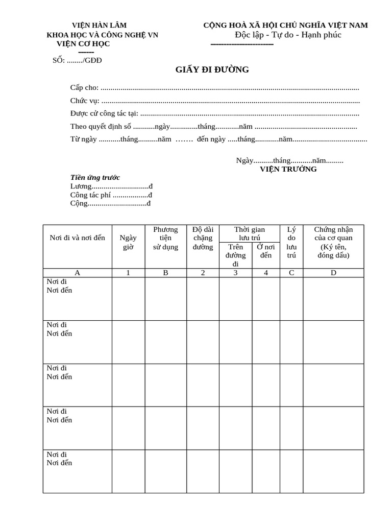 Mau Giay Di Duong | PDF