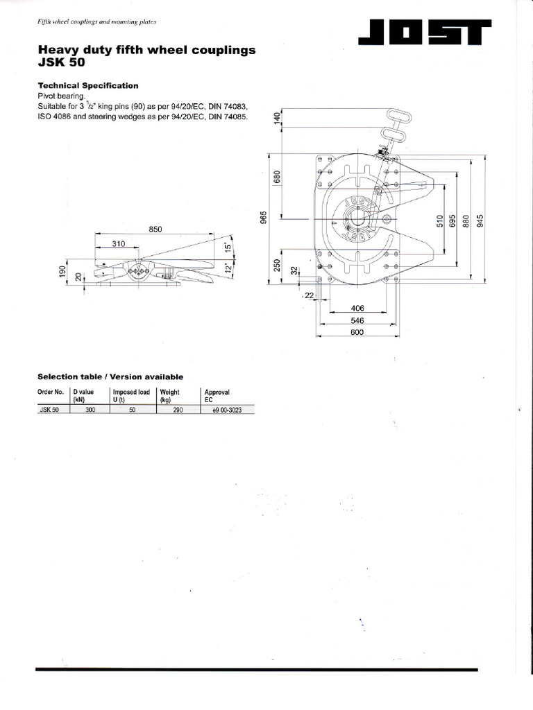 2014 Fifth Wheel Jost JSK50 | PDF