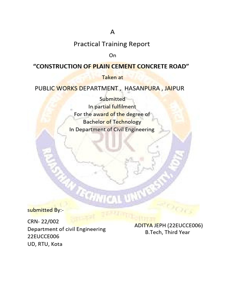 Civil Engineering Internship Report | PDF | Concrete | Cement