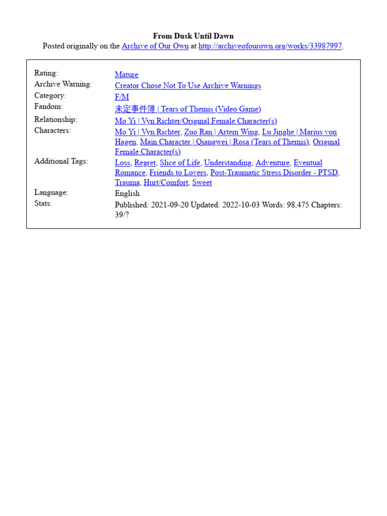 From Dusk Until Dawn | PDF