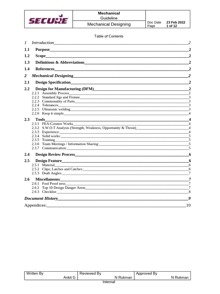 Mechanical Design Guidelines Overview | PDF | Swot Analysis | Glasses