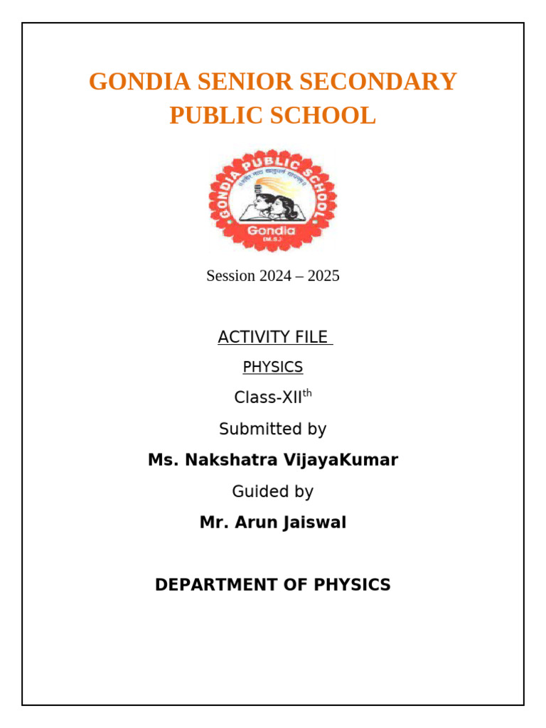 Physics - Activity - Cover Page | PDF