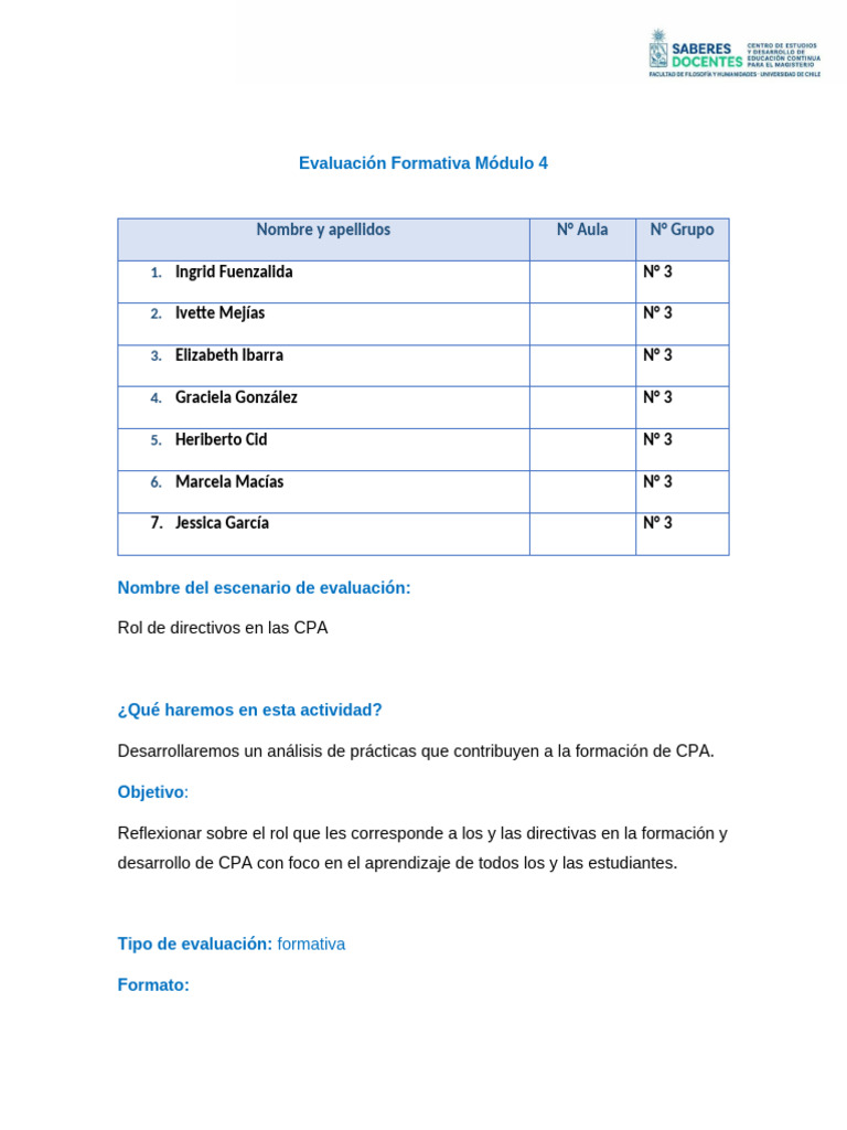 Eval Form m4 Grupo 3 | PDF | Enseñando | Maestros