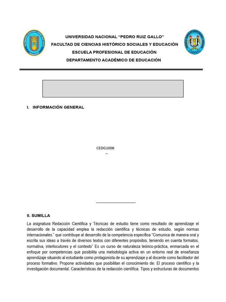 Morillo Valle, Daria Nelly - Sílabo de Redacción Científica y Técnicas ...