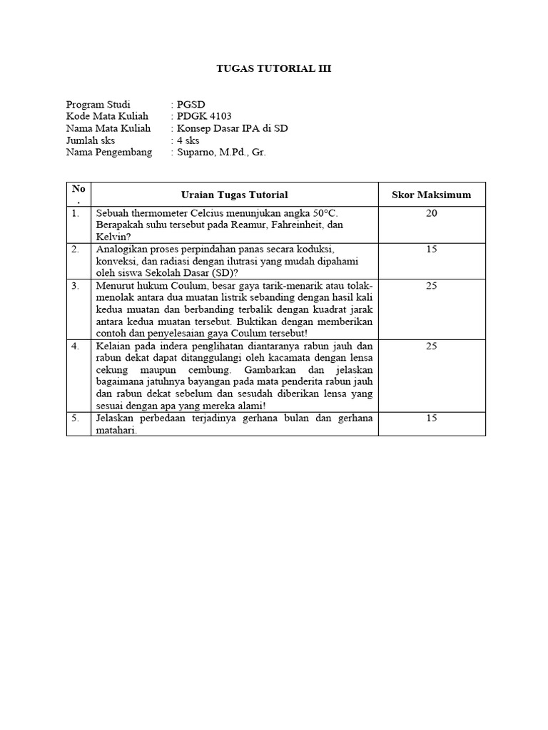 Tugas Tutorial Iii Konsep Dasar Ipa-Suparno | PDF