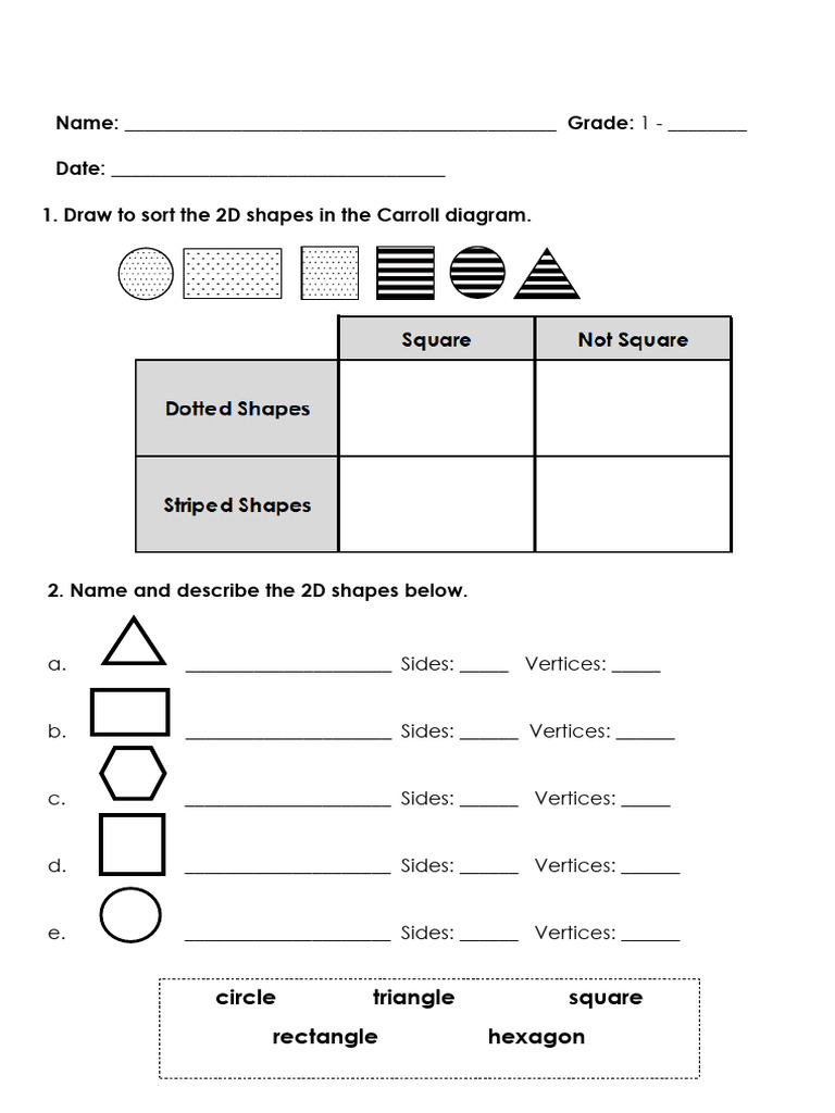 Identify, Describe and Sort 2D Shapes | PDF