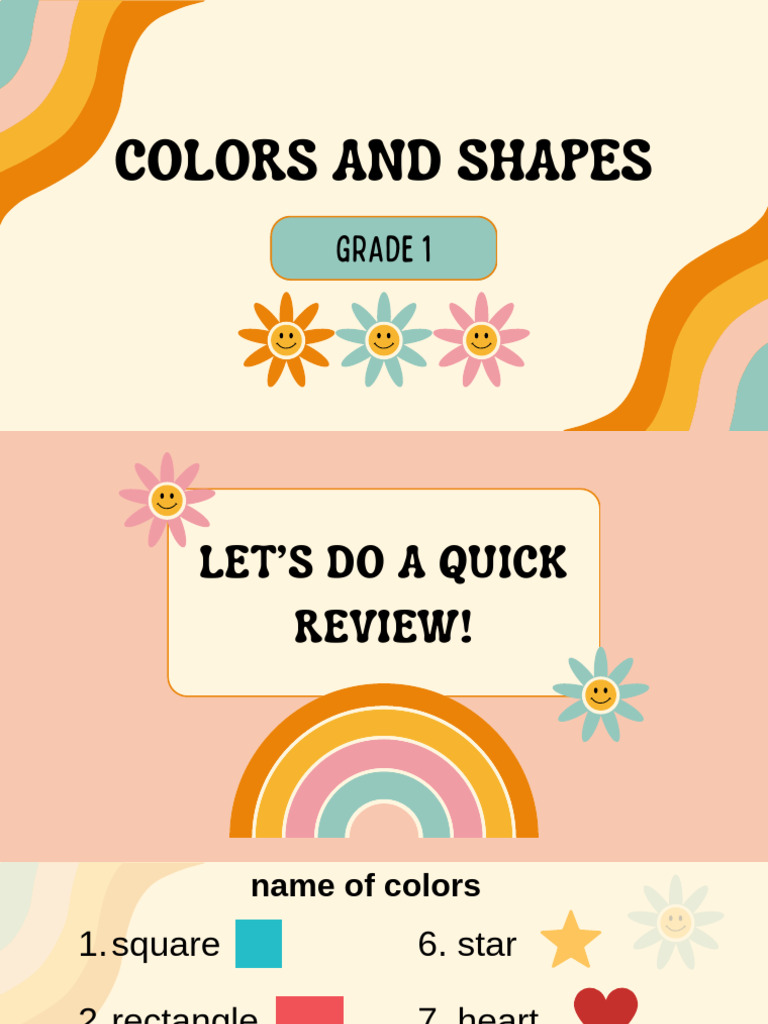 Colors and Shapes Review for Grade 1 | PDF