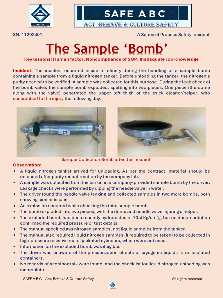 The Sample'Bomb'SAFE ABC | PDF | Cryogenics | Valve
