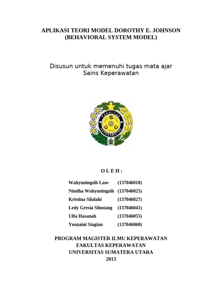 Tugas KLP Model Dorothy E. Johnson | PDF