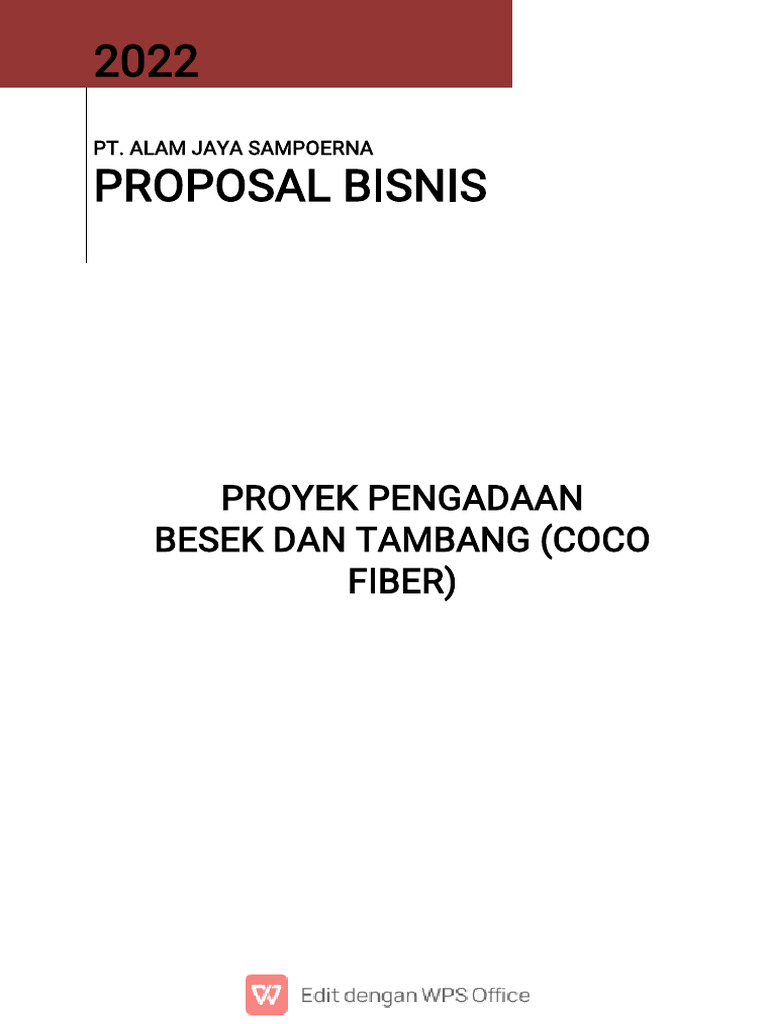 Rev Proposal Bisnis Besek Dan Tambang PT. Alam Jaya Sampoerna | PDF