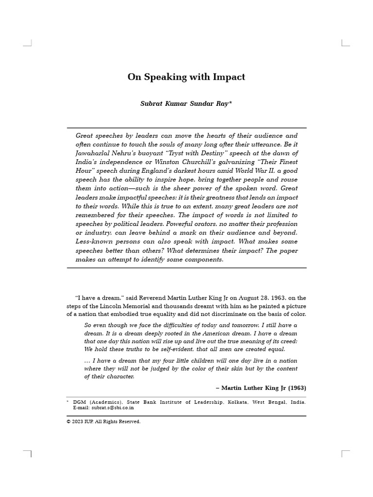 On Speaking With Impact | PDF